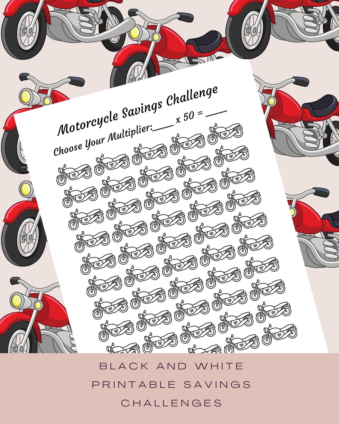 Motorcycle Savings Challenge Sheet - Etsy