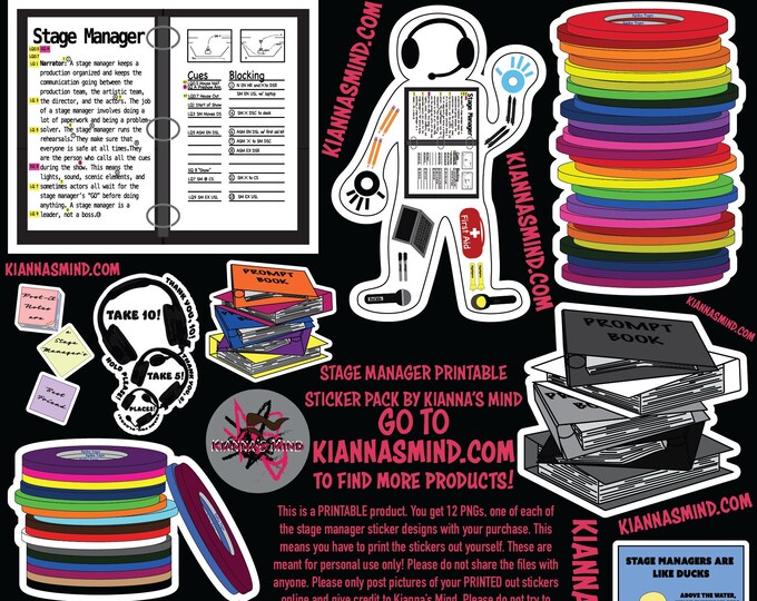 Stage Manager's Printable Sticker Pack - Etsy