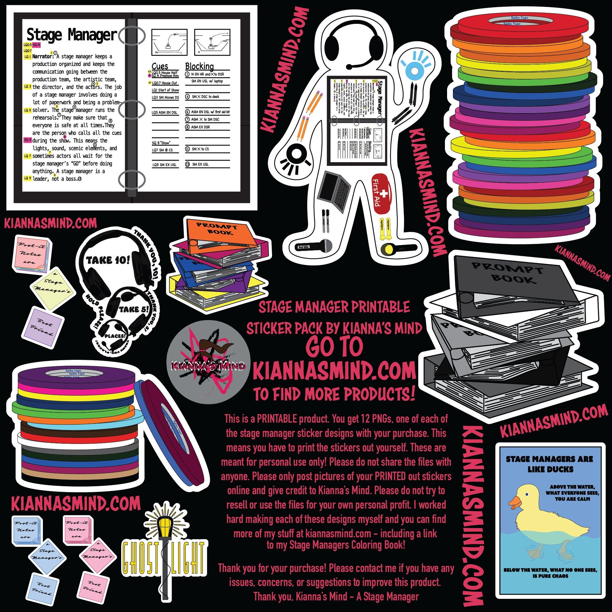 Stage Manager's Printable Sticker Pack - Etsy