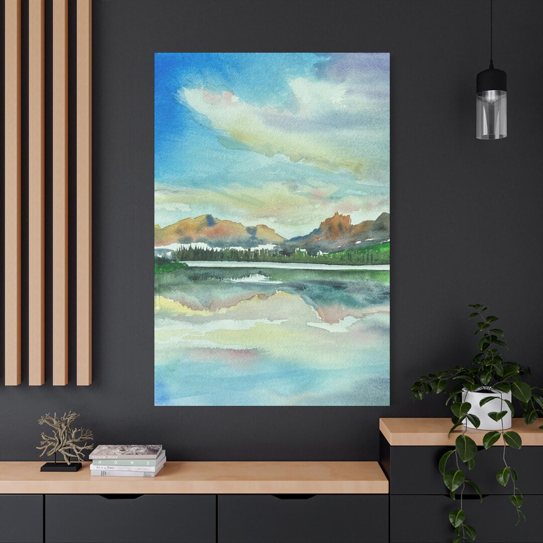Mountain Abstract Landscape Painting Print - Canvas Gallery Wrap Art ...