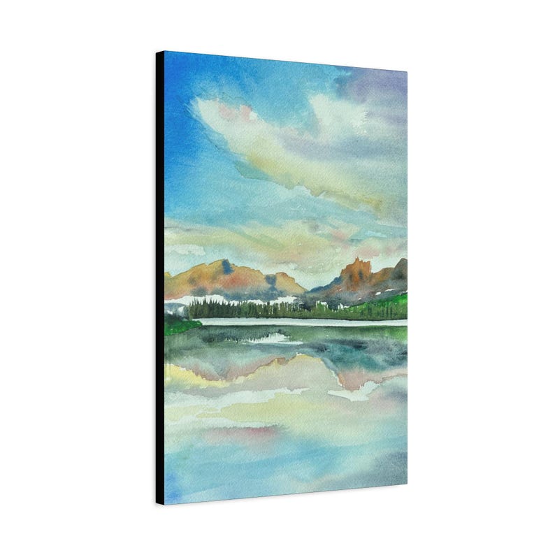 Mountain Abstract Landscape Painting Print - Canvas Gallery Wrap Art ...