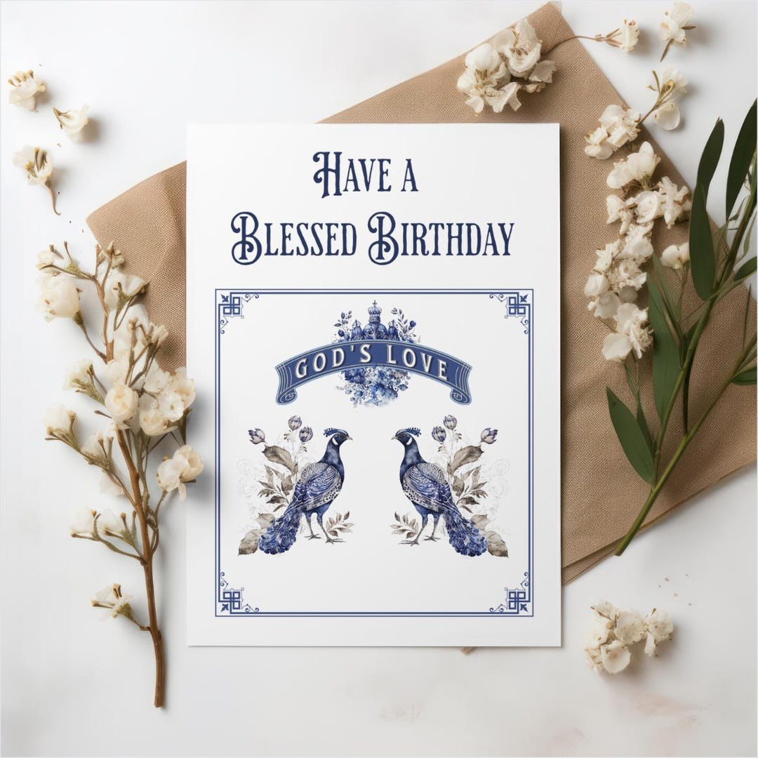 Have a Blessed Birthday Card, Spiritual Birthday Card, Peacock Birthday ...