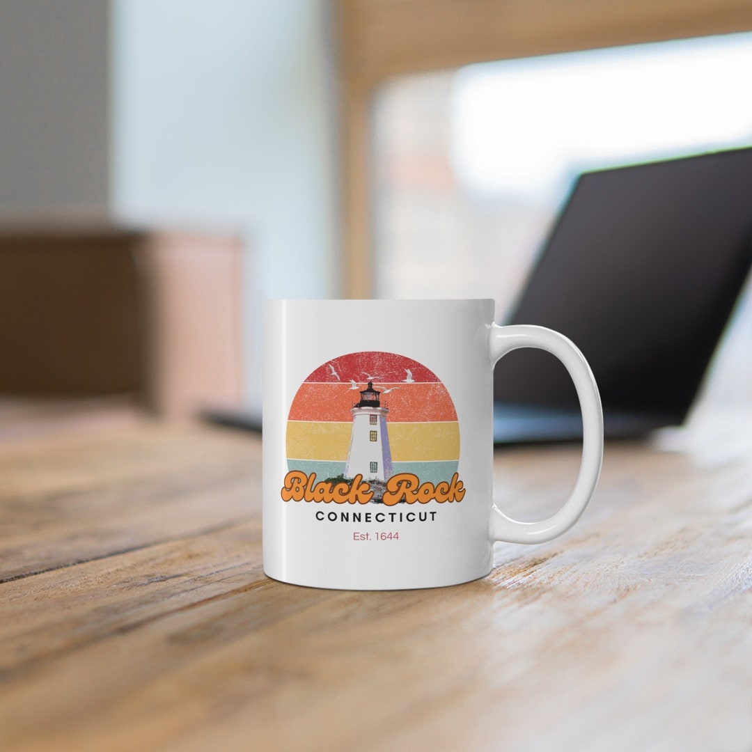Black Rock CT Mug, St. Mary's by the Sea Gift, Bridgeport CT Lighthouse ...