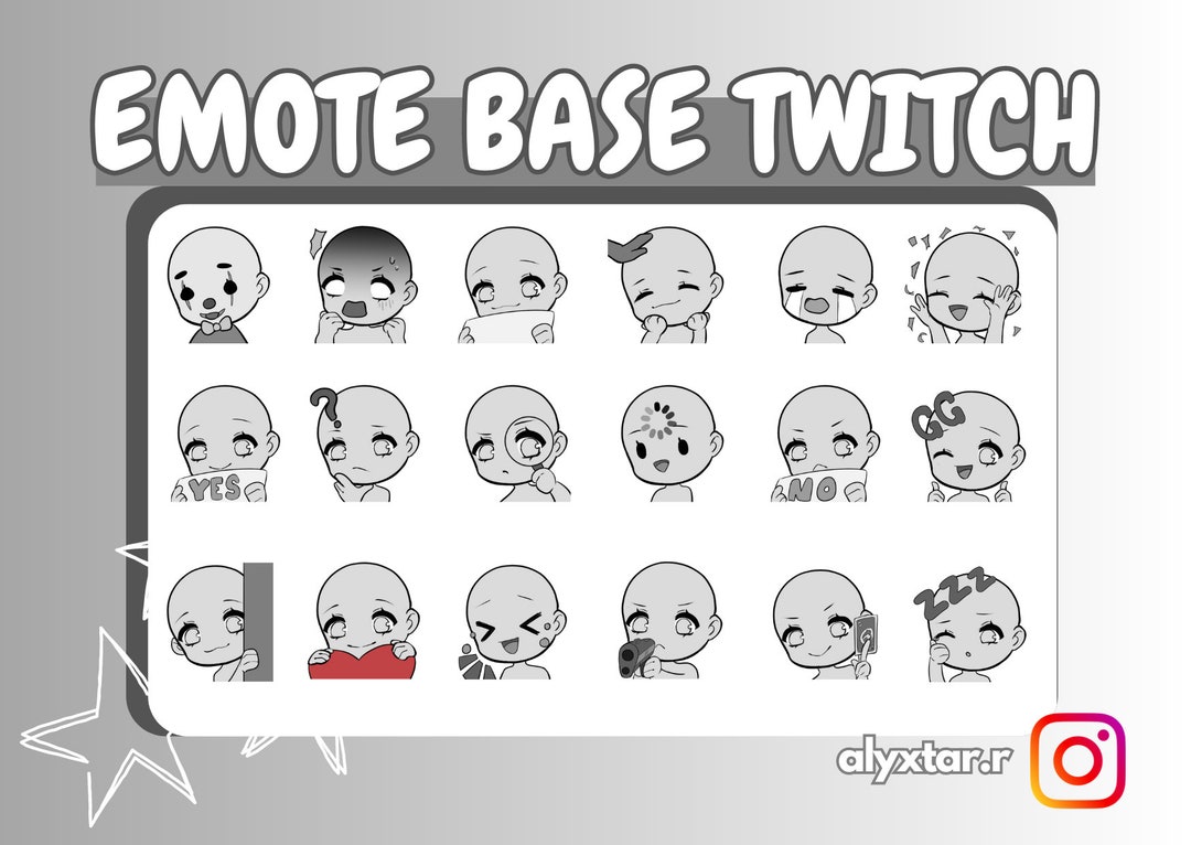 Emote Base Pack 18 Emotes for Twitch Emote Stream Chibi Base - Etsy
