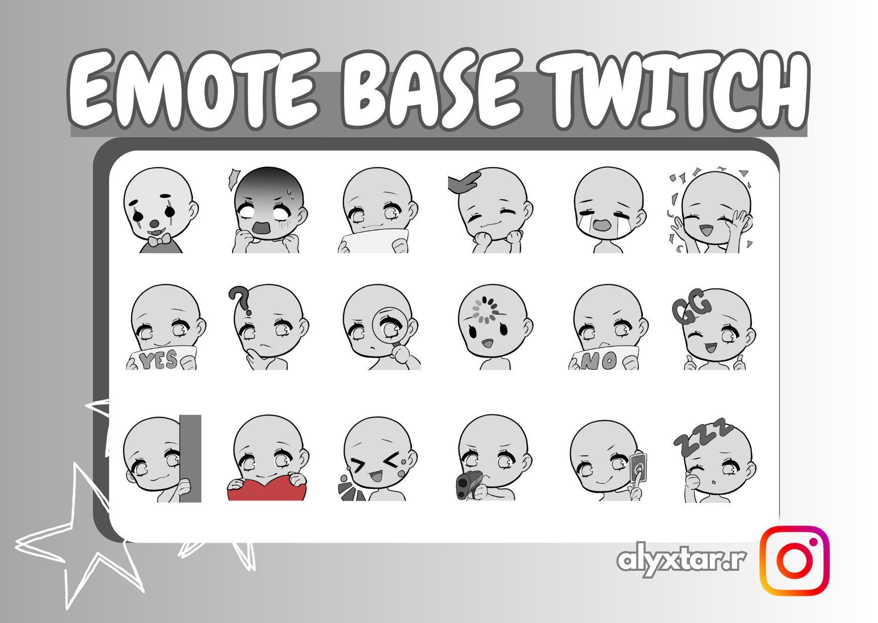Emote Base Pack 18 Emotes For Twitch Emote Stream Chibi Base Etsy