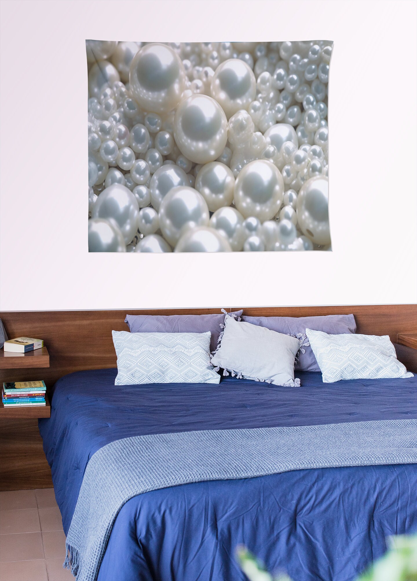 White Pearl Gala Wall Tapestry | Graceful Elegance Abstract Pearl ...