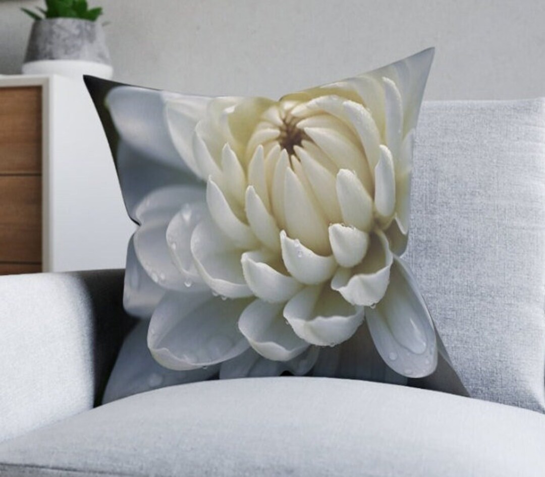 Elegant White Lotus Art Accent Faux Suede Pillow | Pure Peaceful ...