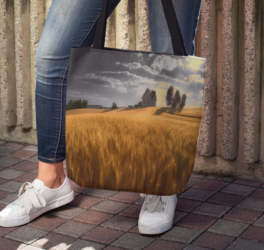Rustic Harvest Tote Bag: Art-inspired Countryside | Serene Scenic ...