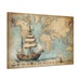Nautical Adventure: Sailing Ship and Vintage Map | Antique Style Old ...