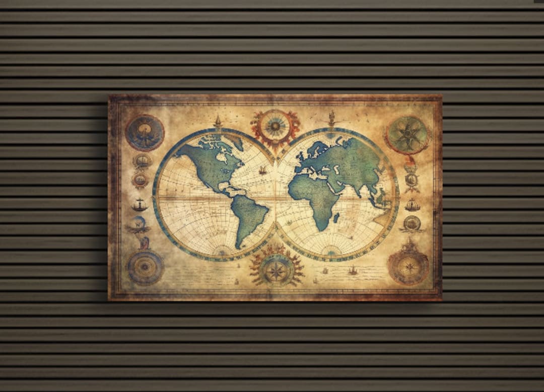 Captivating Cartography: Vintage World Map Artwork | Antique Old World ...