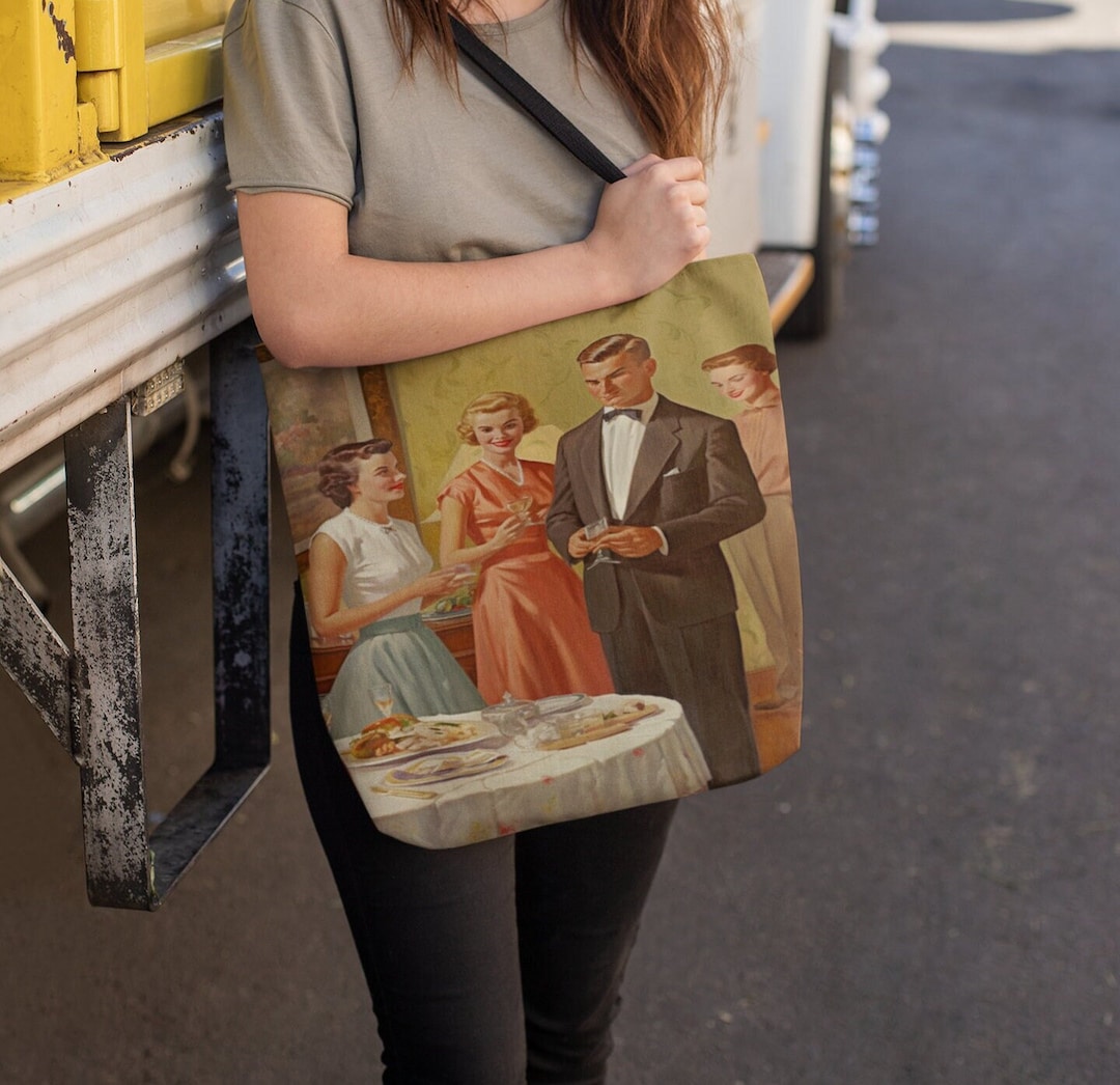 Retro Glamour Tote Bag - Vintage Revival Collection | Throwback Canvas ...
