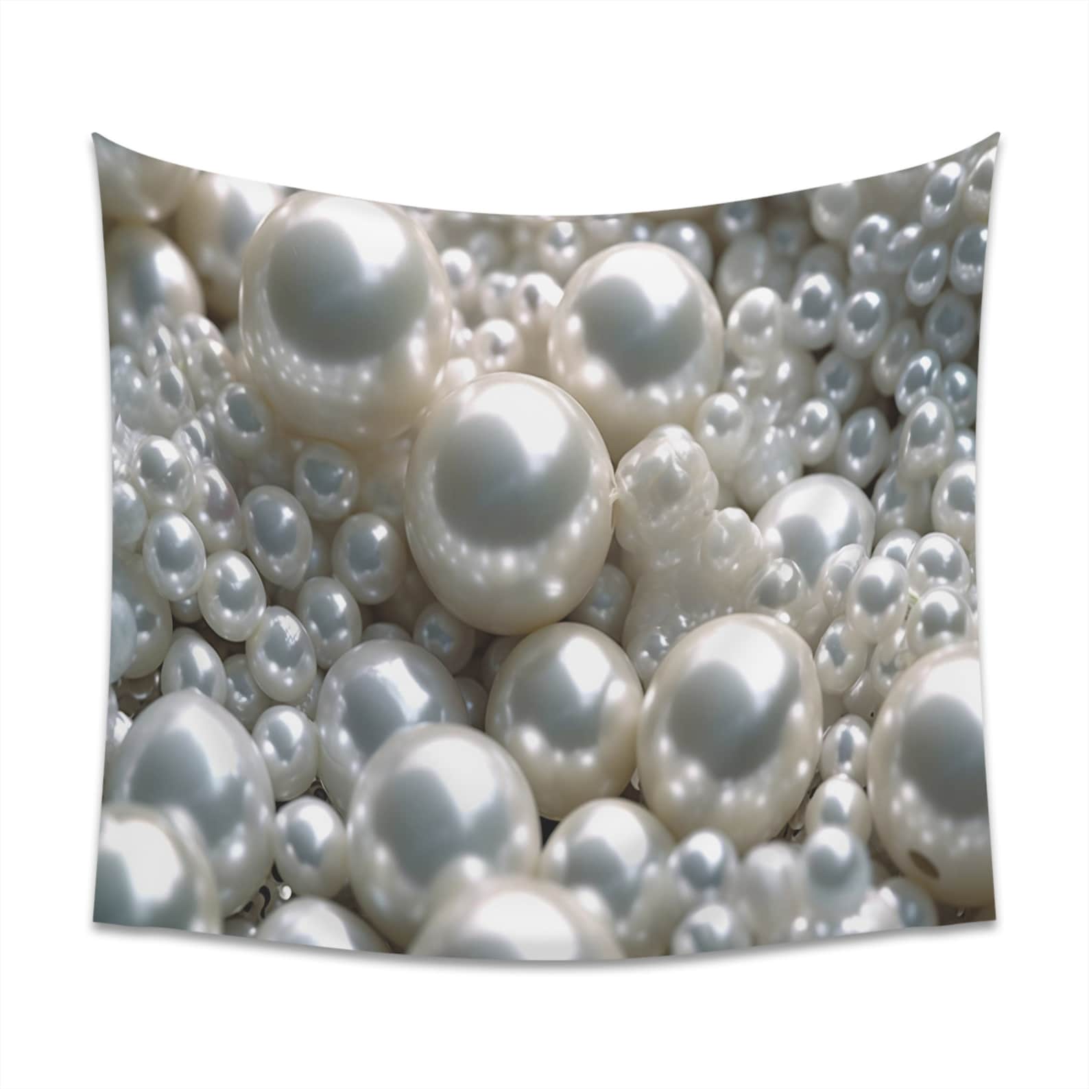 White Pearl Gala Wall Tapestry | Graceful Elegance Abstract Pearl ...