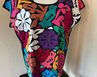 Blouse Made in Oaxaca Traditional Style Hand Embroidered Manta Cotton ...