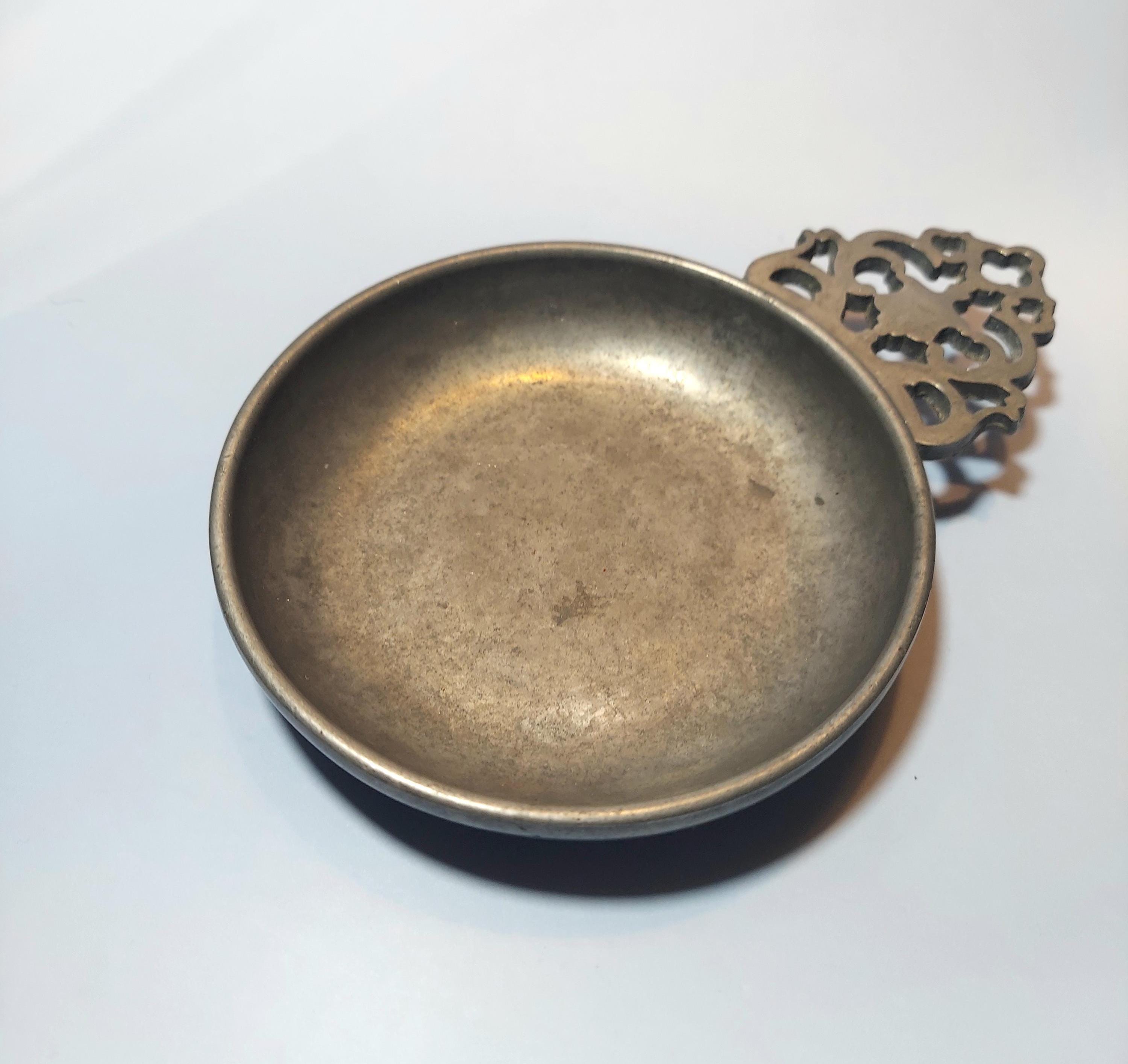 Vintage or Antique Stede Pewter Porringer Bowl With Openwork Handle ...