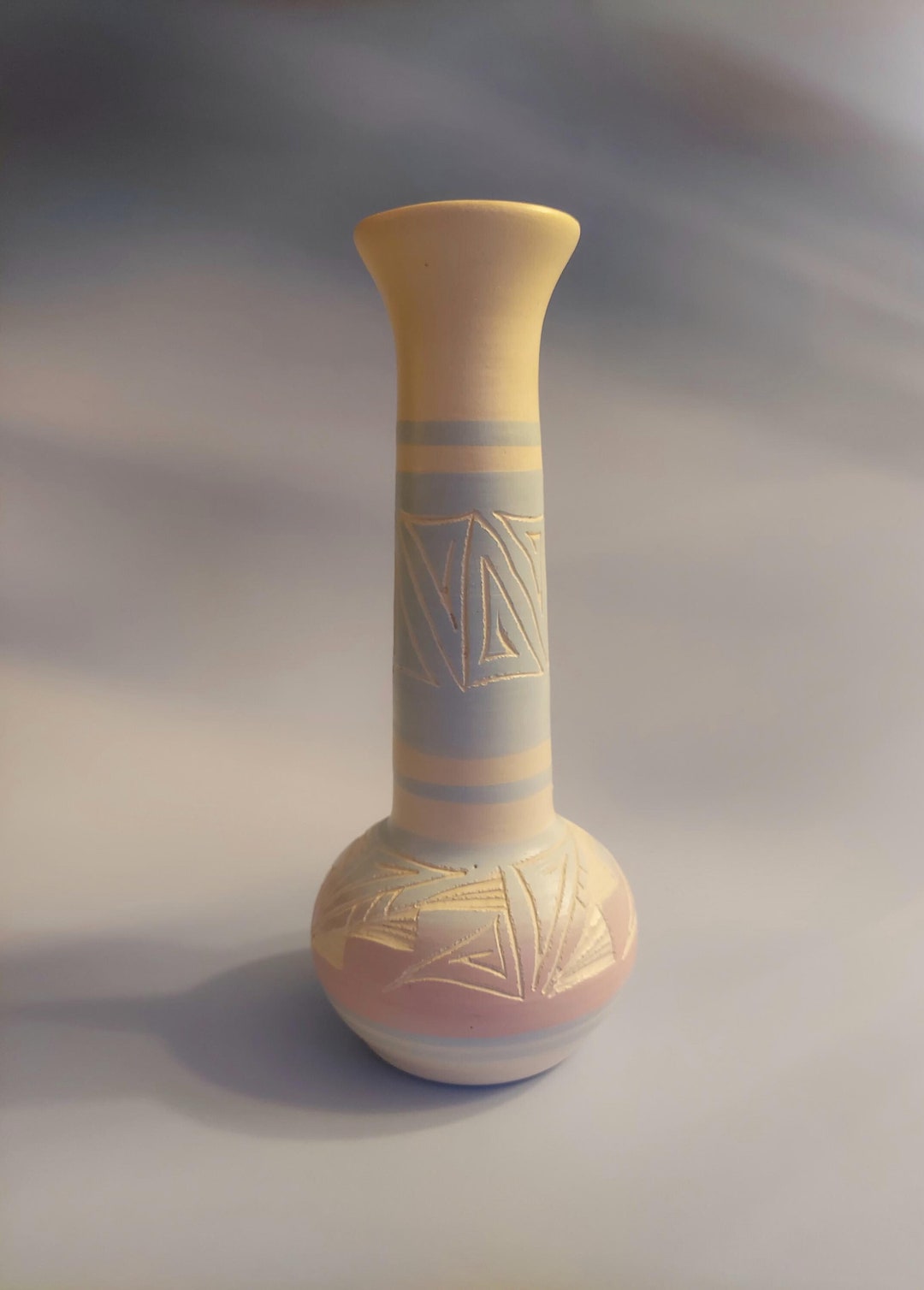 Vintage Long Neck Hozoni Ceramic Pottery Vase, Artist Signed Keda ...