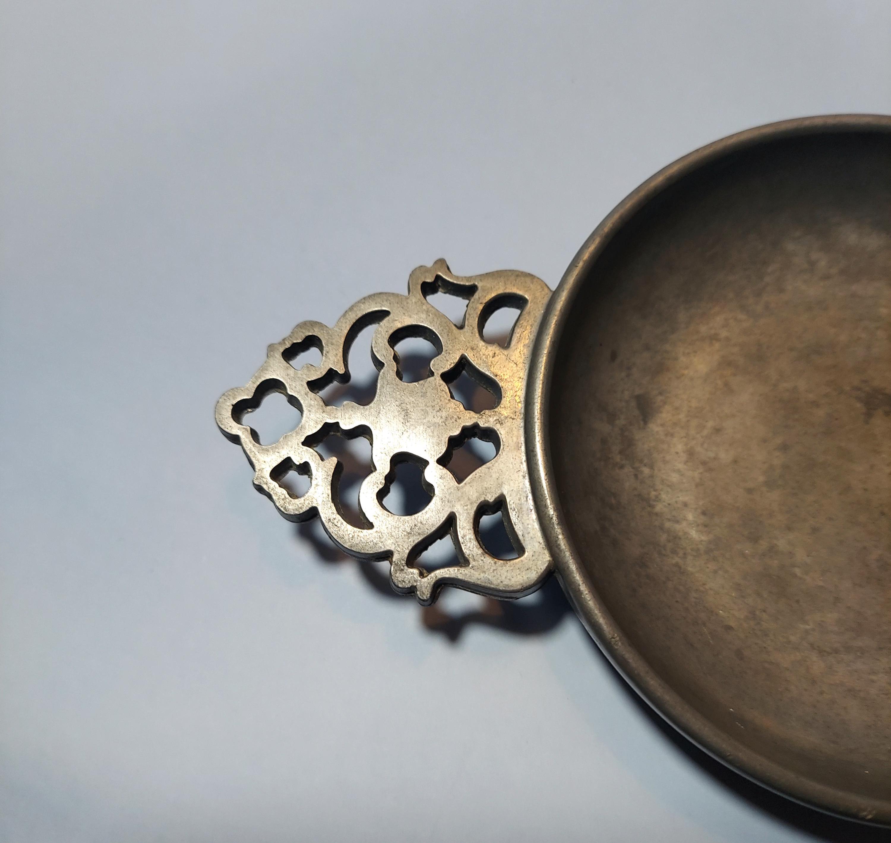 Vintage or Antique Stede Pewter Porringer Bowl With Openwork Handle ...