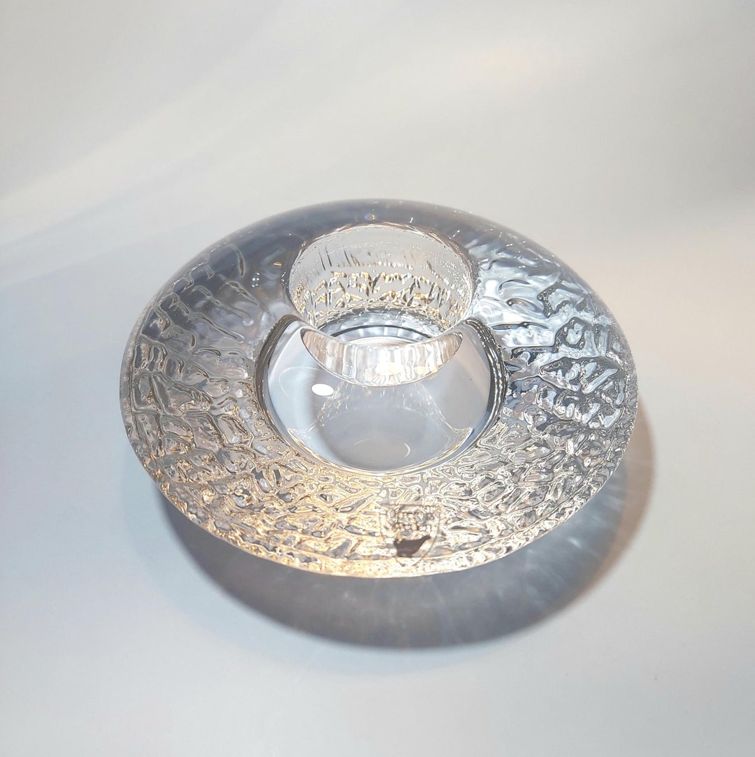 Vintage Crystal Glass Orrefors Discus Pattern Tealight Candle Holder ...