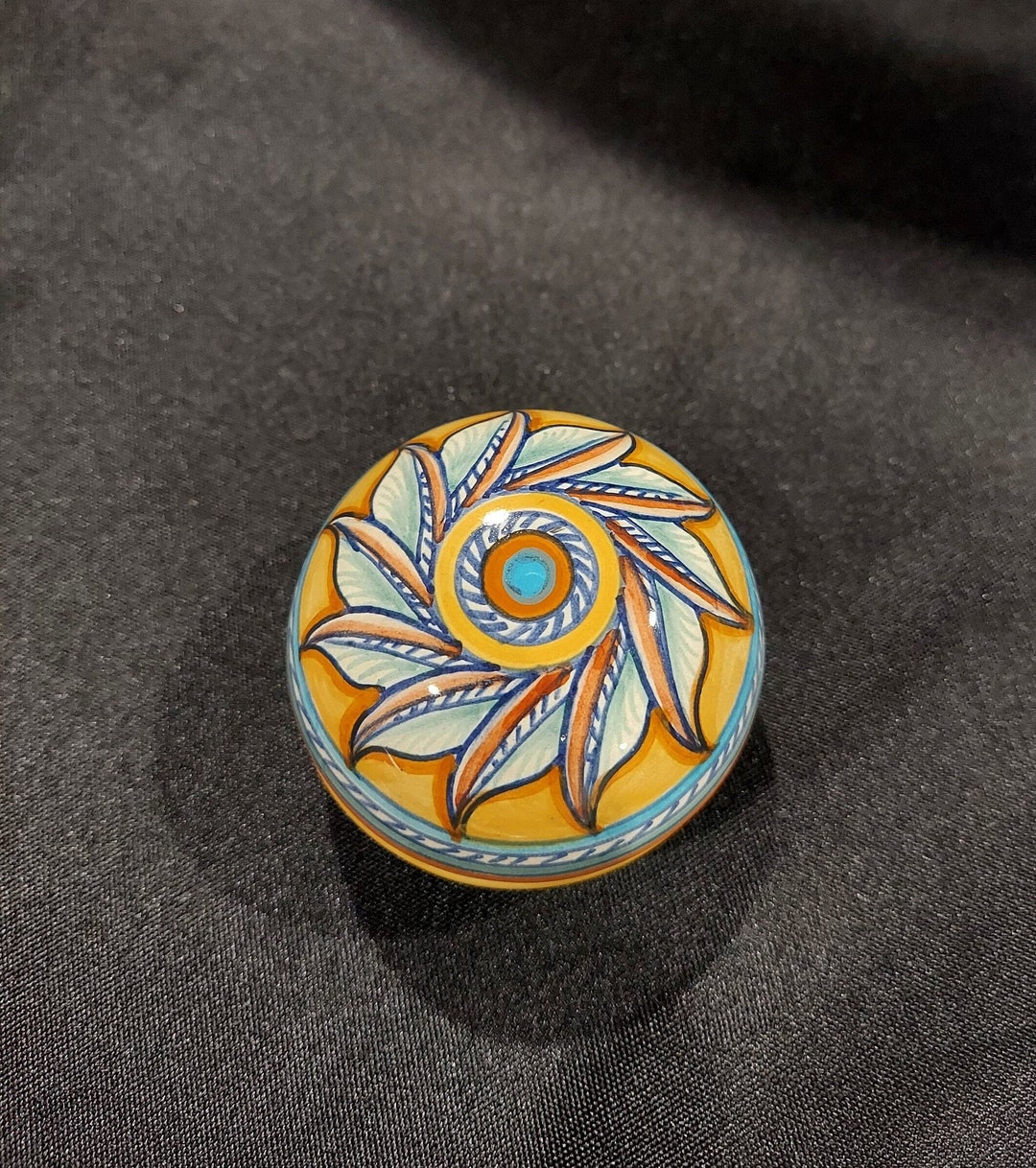 Vintage Sberna Deruta Intricate Hand Painted Floral Geometric Circular ...