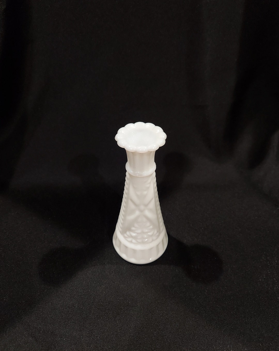 Vintage Anchor Hocking Stars and Bars Pressed White Milk Glass Tapered ...