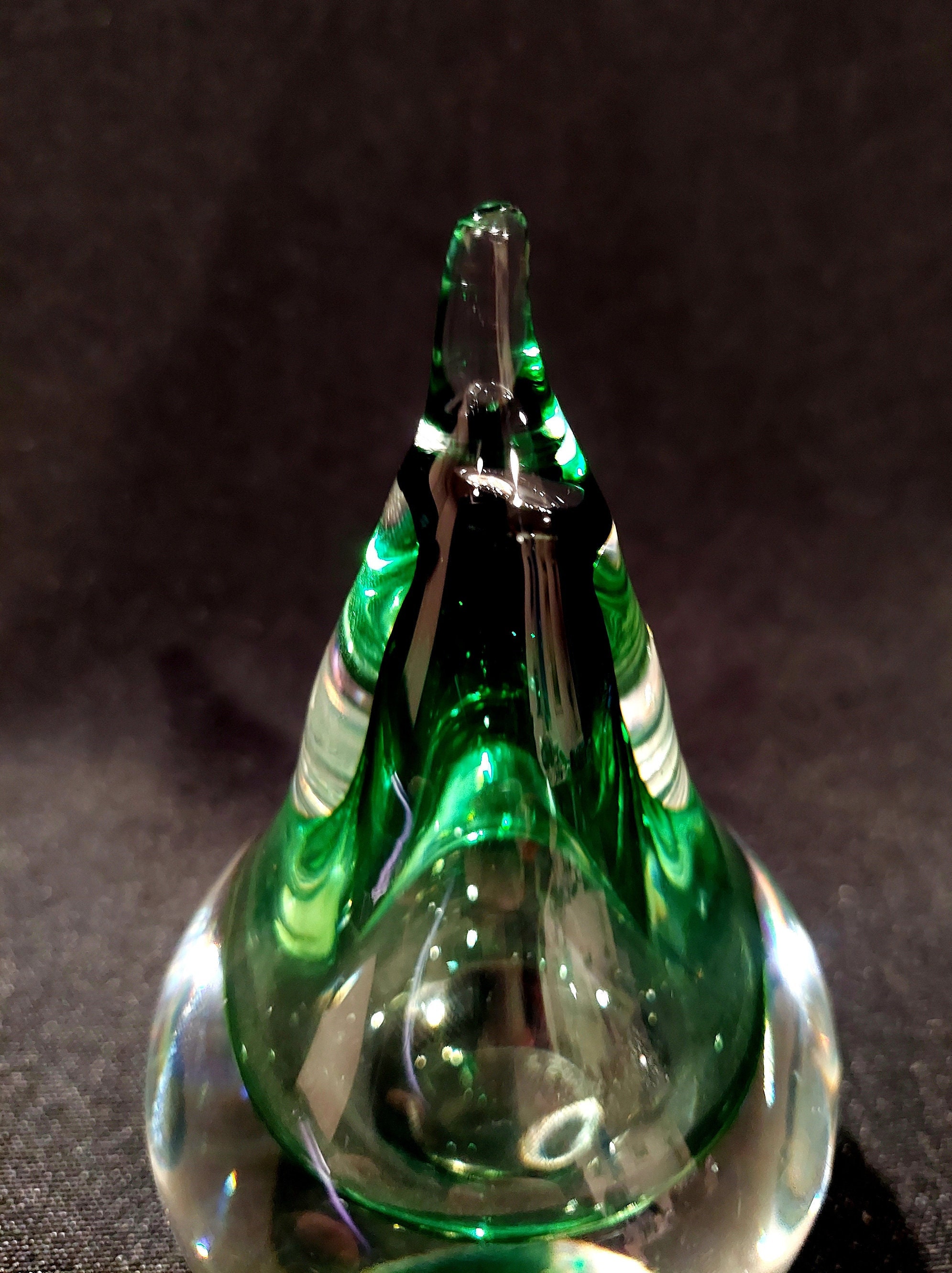 Vintage 1988 Studio Ahus Green Pear Art Glass Paperweight - Etsy