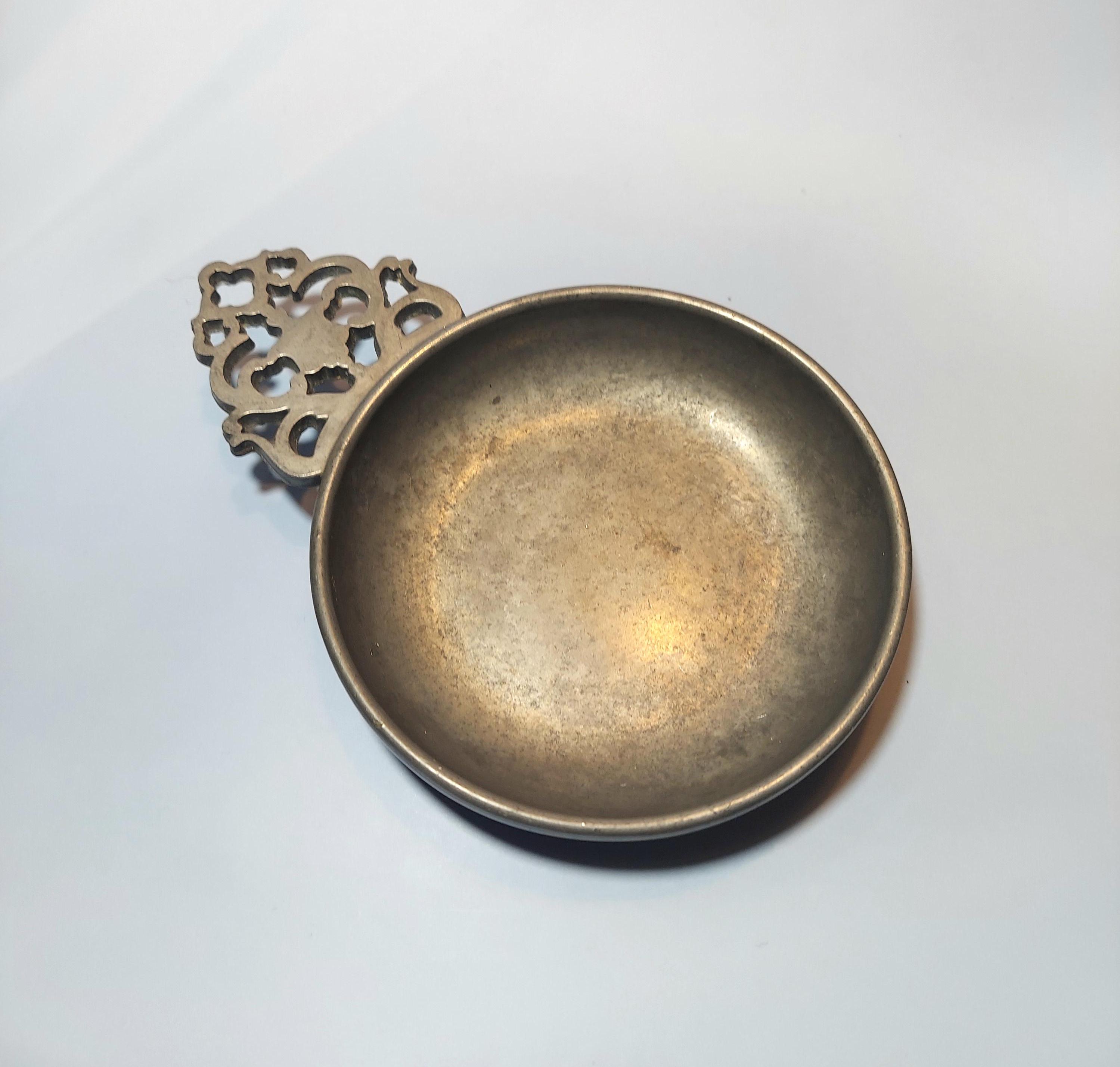 Vintage or Antique Stede Pewter Porringer Bowl With Openwork Handle ...