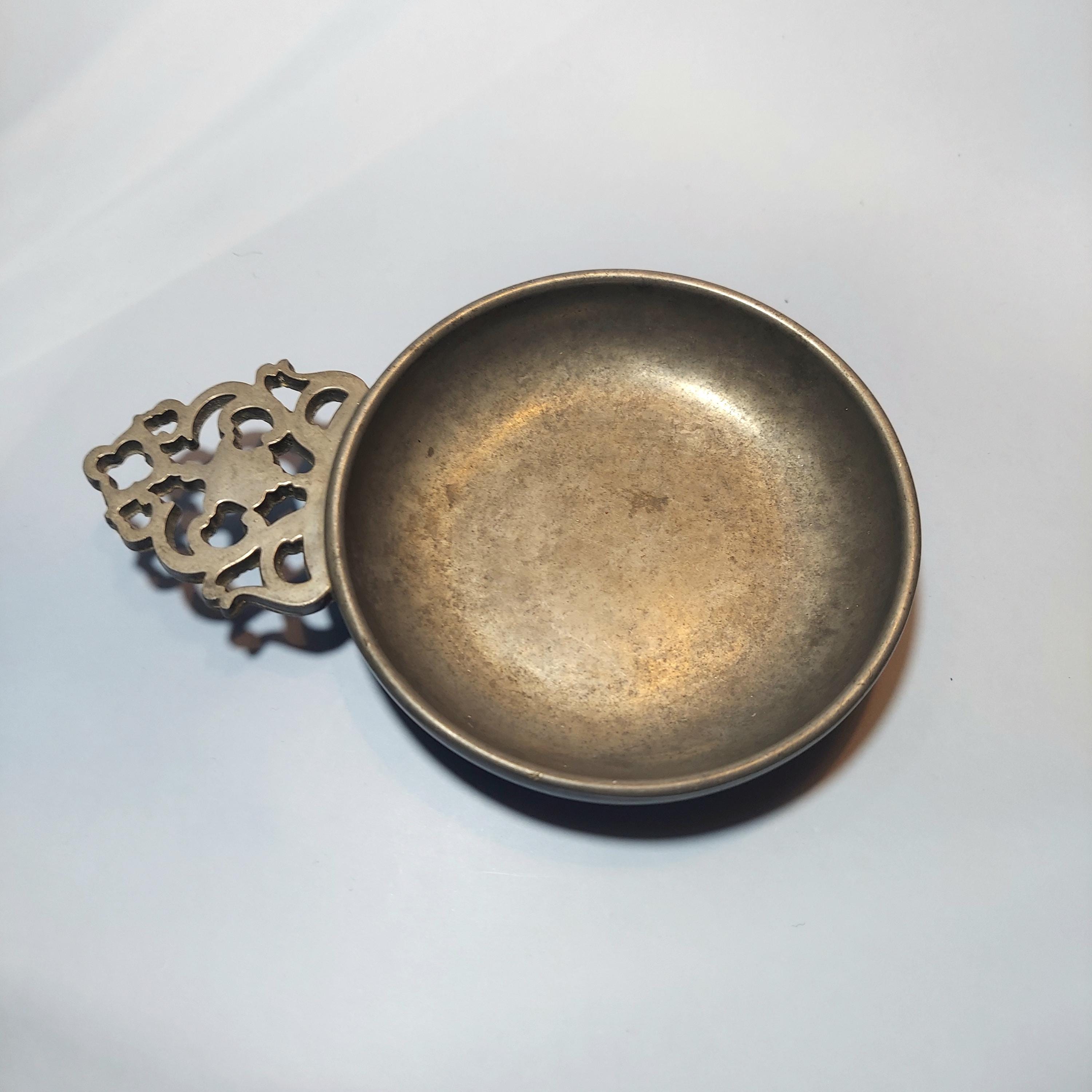Vintage or Antique Stede Pewter Porringer Bowl With Openwork Handle ...