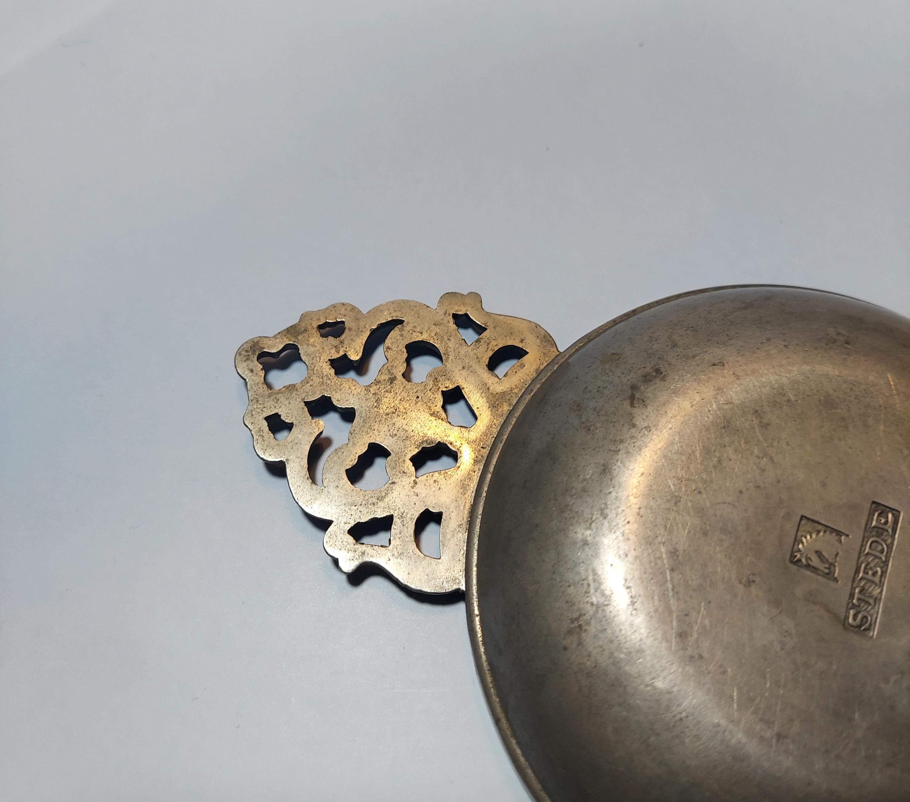 Vintage or Antique Stede Pewter Porringer Bowl With Openwork Handle ...