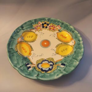 Vietri Sul Mare 10 1/4 Charming Hand Painted Lemon & Flowers Ceramic ...
