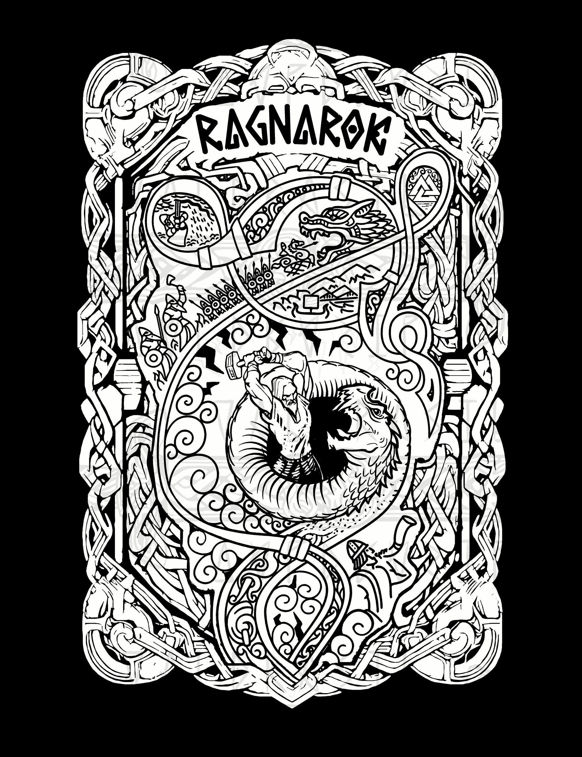 Ragnarok - White Ink Version 2 - Viking Norse T-shirt - Etsy