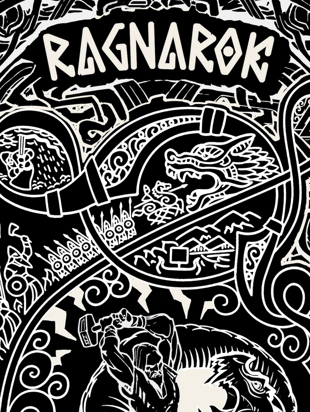 Ragnarok - White Ink Version 1 - Viking Norse T-shirt - Etsy