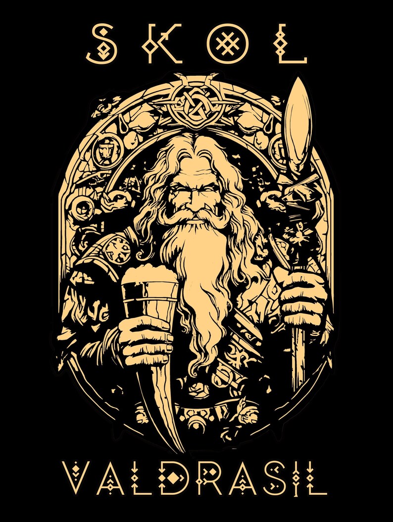 Odin's Mead Horn - Gold Ink - Viking Norse T-shirt - Etsy