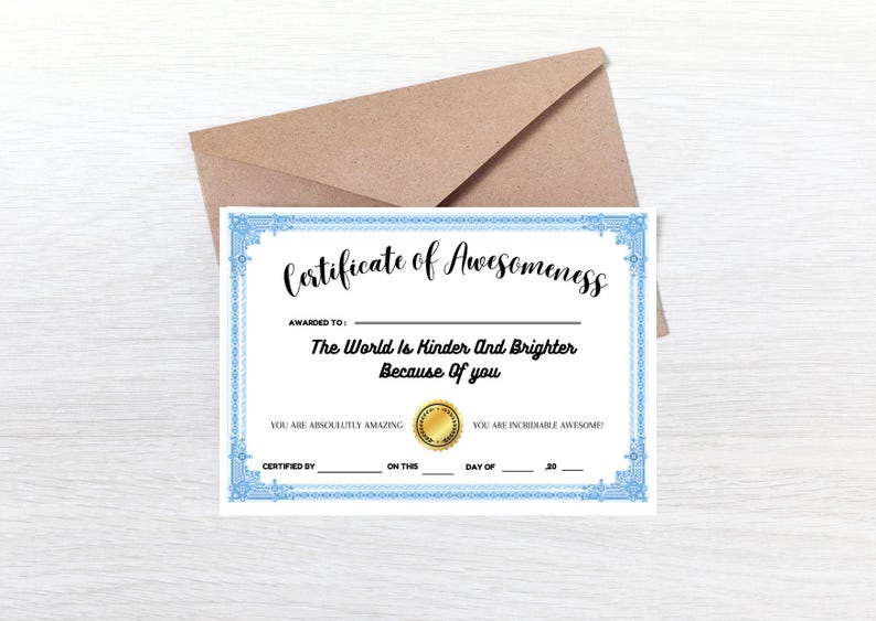 Printable Certificate of Awesomeness Awesome Recognition School or Work ...