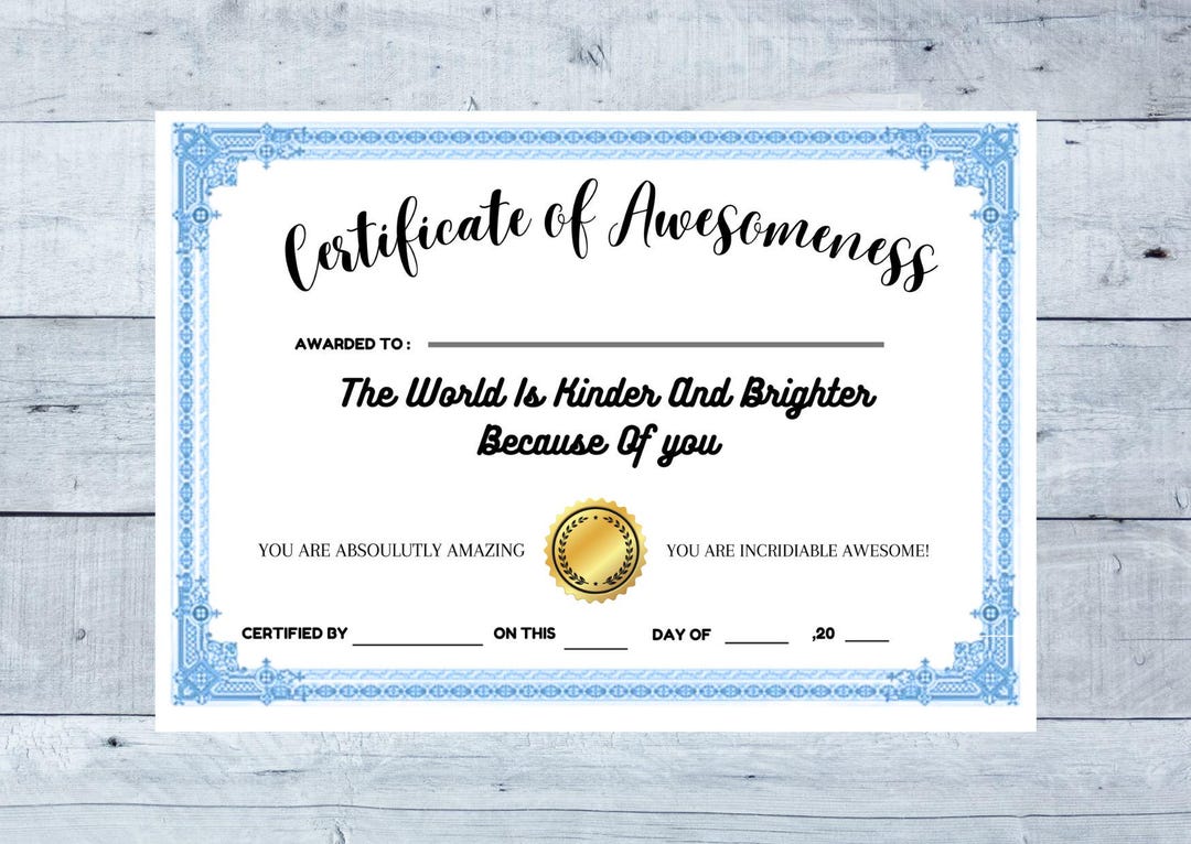 Printable Certificate of Awesomeness Awesome Recognition School or Work ...