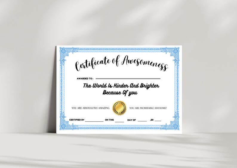 Printable Certificate of Awesomeness Awesome Recognition School or Work ...