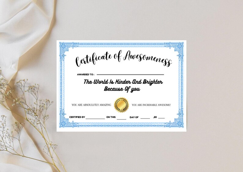 Printable Certificate of Awesomeness Awesome Recognition School or Work ...