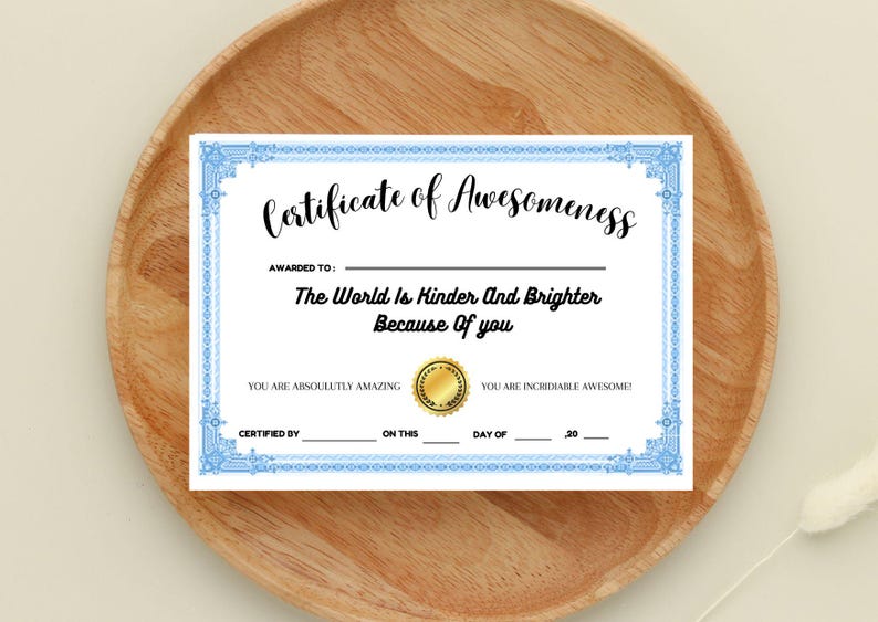 Printable Certificate of Awesomeness Awesome Recognition School or Work ...
