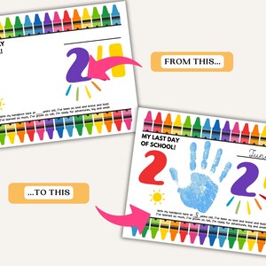 Last Day of School Sign Handprint Art 2024, DIY Printable Handprint Art ...