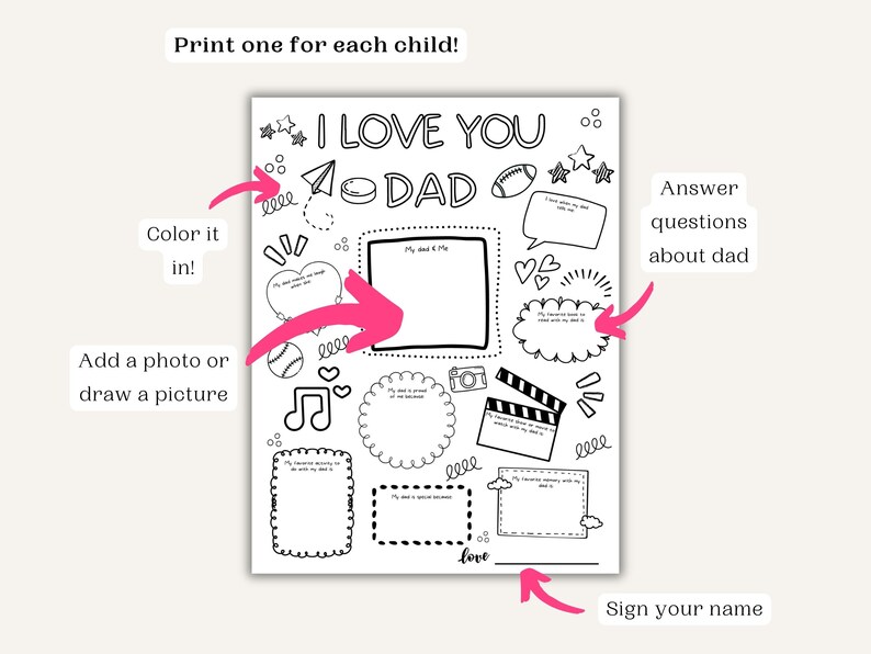 All About Dad Coloring Printable, 1st Fathers Day Interview, Fathers ...