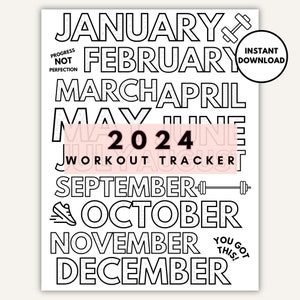 2024 Workout Tracker Coloring Printable, Wellness Tracker, Monthly ...