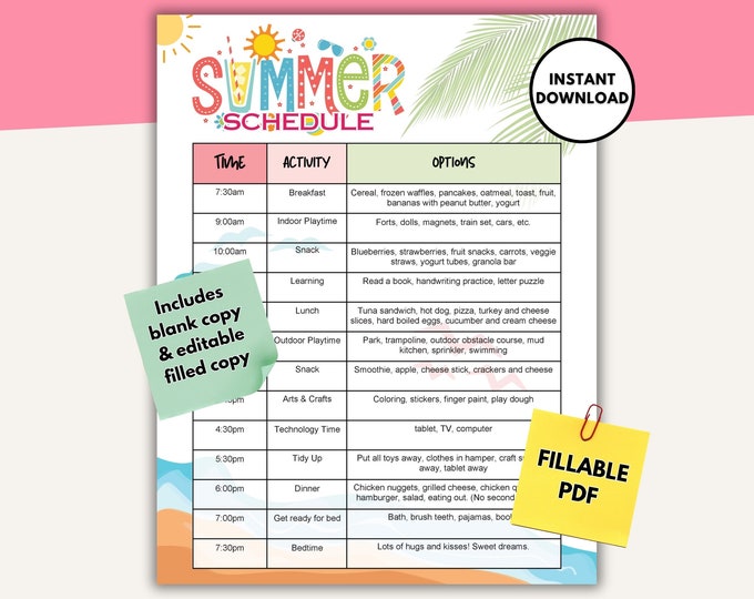 Summer Planner Bundle for Kids, Printable Editable Canva Templates ...