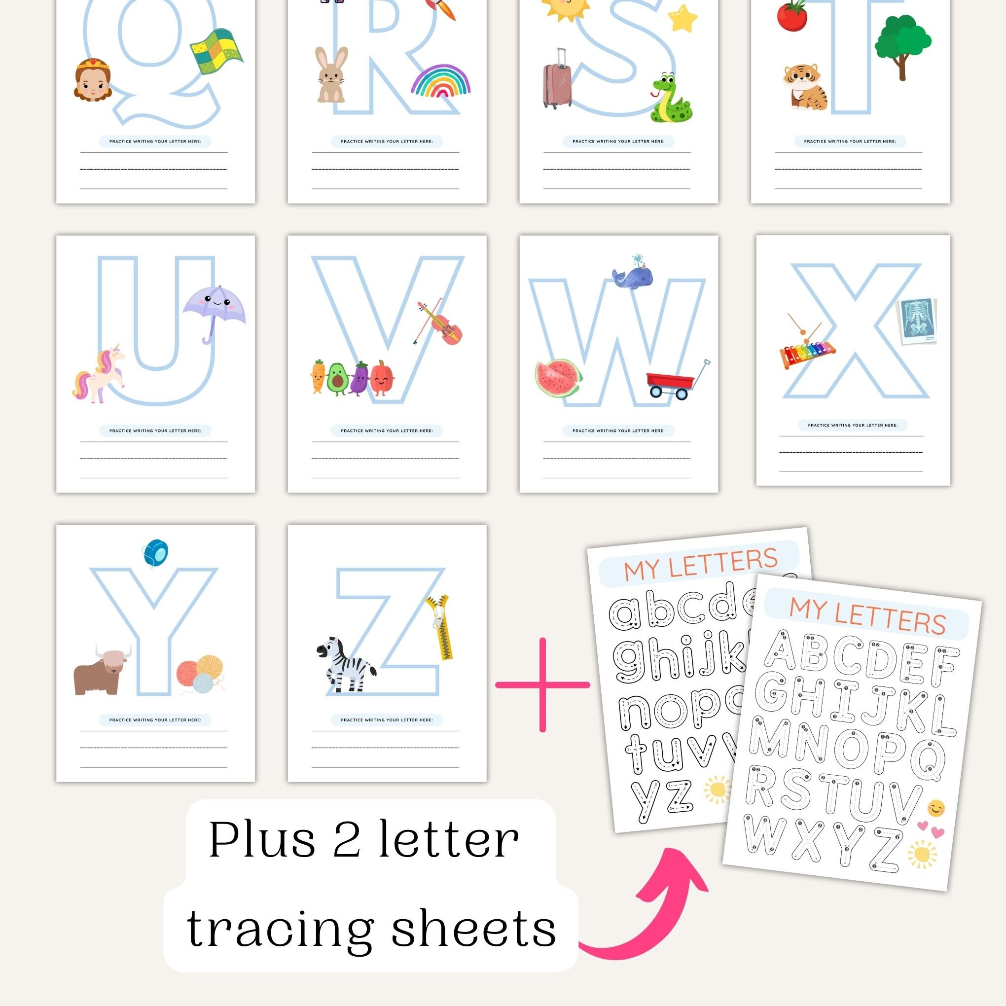 Alphabet Printable Worksheets Letter Tracing Preschool - Etsy