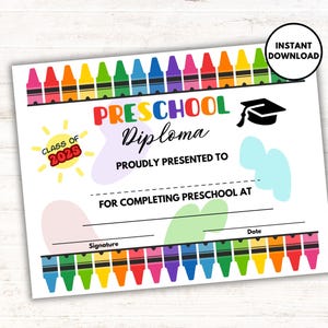 2025 Preschool Graduation Diploma, Preschool Diploma Printable ...
