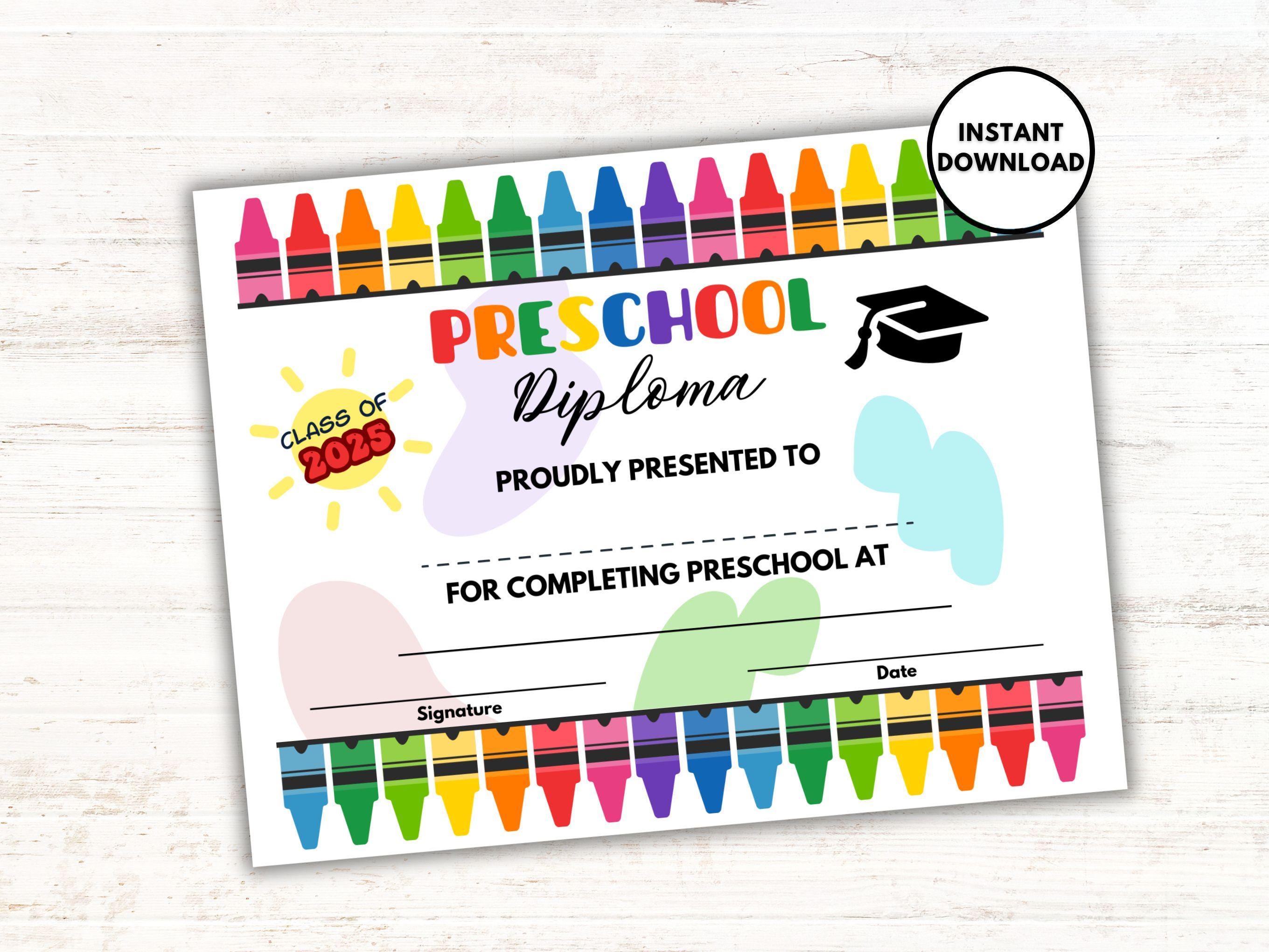 2025 Preschool Graduation Diploma, Preschool Diploma Printable ...