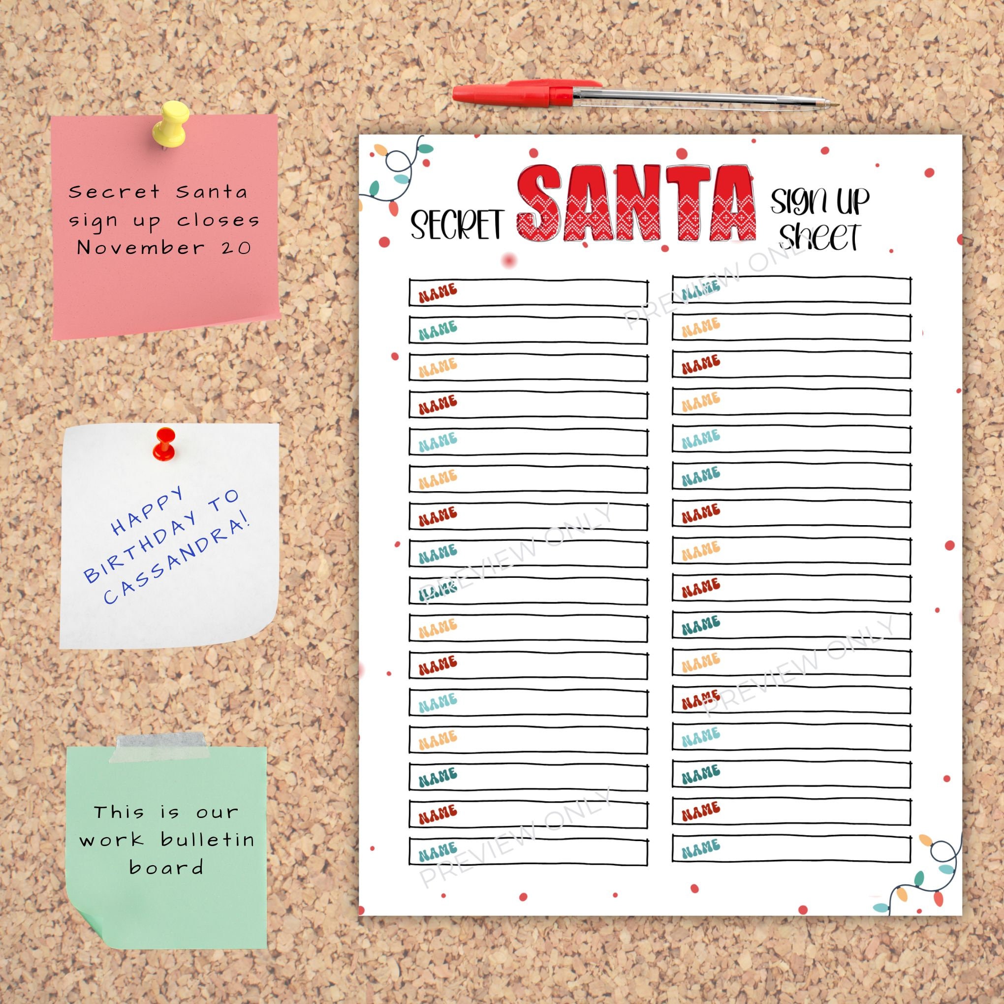 Printable Secret Santa Questionnaire, Christmas Party, Family Secret ...
