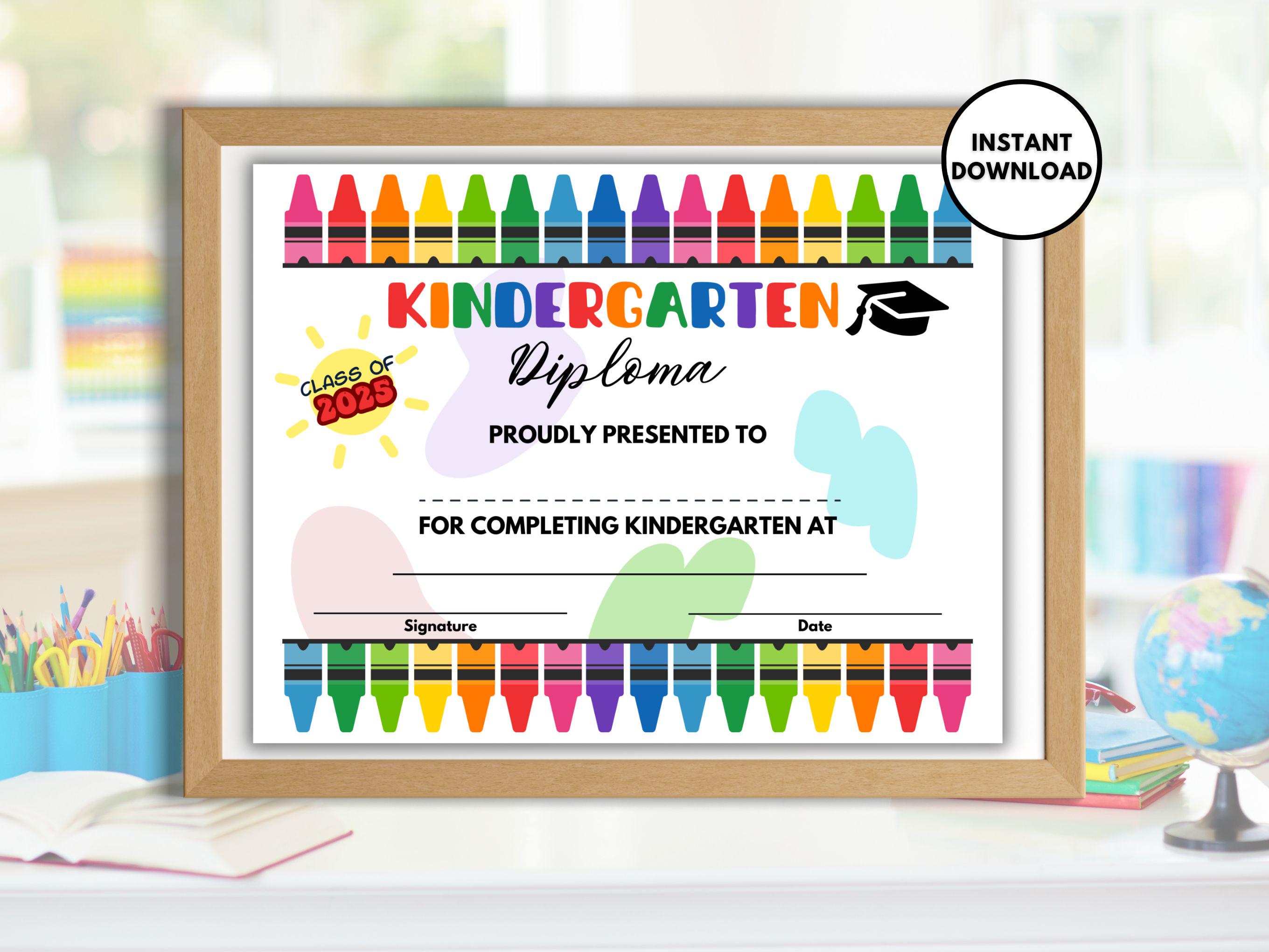 2025 Kindergarten Graduation Diploma, Kindergarten Diploma Printable ...