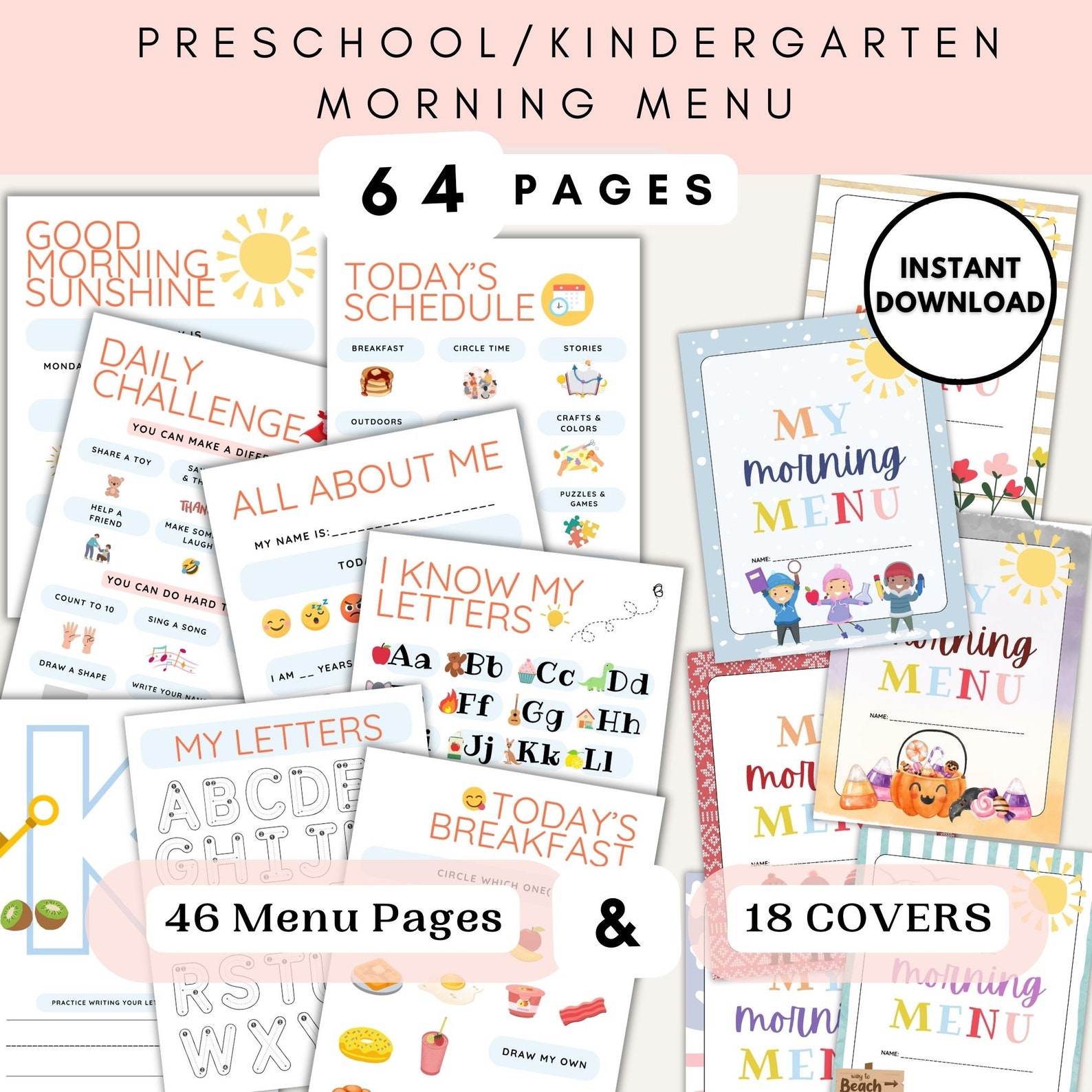Preschool Morning Menu Printable, Homeschool Preschool, Preschool ...