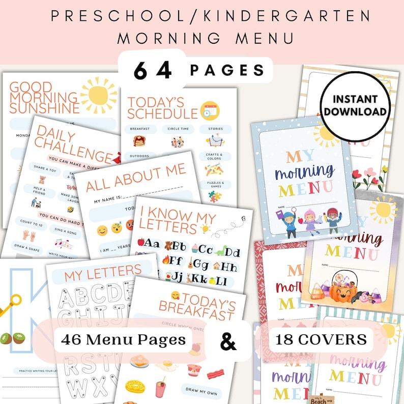 Preschool Morning Menu Printable, Homeschool Preschool, Preschool ...