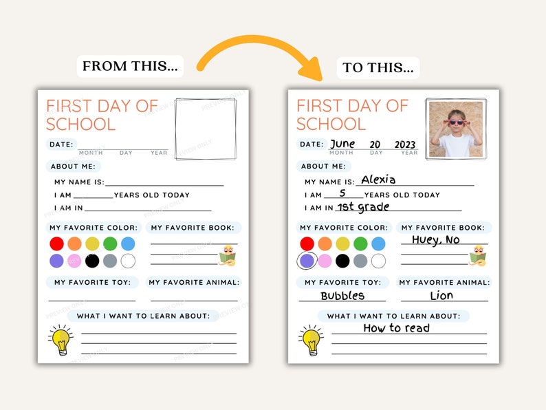 First Day of School & Last Day of School Interview, Preschool Morning ...