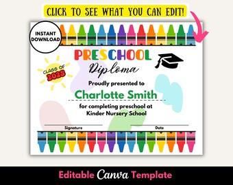 2025 Preschool Graduation Diploma, Preschool Diploma Printable ...