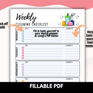 Family Chore Chart, Weekly Cleaning Checklist, Cleaning Schedule ...